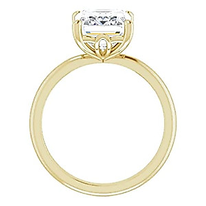 Moissanite Engagement Ring 4 Carat Emerald Cut Handmade 10K 14K 18K Solid Yellow Gold Solitaire Diamond Bridal Wedding Gifts for Women VVS1 Colorless