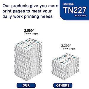 1 Pack TN227 Yellow Toner Cartridge High Yield Compatible TN227 Replacement for Brother MFC-L3770CDW L3710CW L3750CDW HL-3210CW 3270CDW 3290CDW DCP-L3510CDW L3550CDW Printer