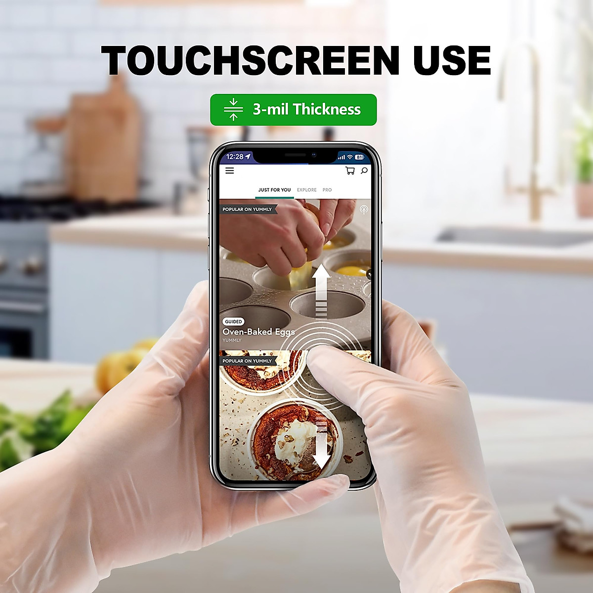 SWIFTLITE Disposable Vinyl Gloves, Food Safe, Latex-Free Powder-Free Clear Plastic Gloves for Cooking, House Clean, Food Prep (100, Medium)