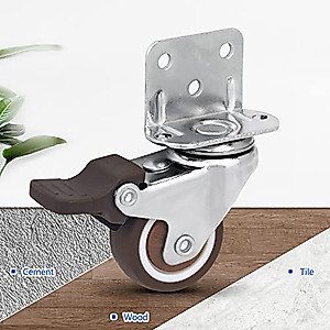 Side Mount Casters Set of 4 with Brake,1.5inch L-Shape TPR Plate Casters,Small Wheels for Furniture Wheels, Baby Bed, Suitcase, Cabinet Wheels, Table Casters, Loading Capacity 200 Lbs (1.5” L-Shape)