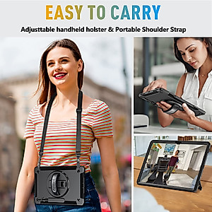 Miesherk Galaxy Tab S8 Ultra 14.6 Inch Case: Military Grade Tab S8U Case 2022 Heavy Duty Shockproof Protective Cover-S-Pencil Holder-Rotating Stand-Hand/Shoulder Strap for Samsung Tab S8 U Black