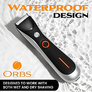 Orbs™ V2 Electric Groin Hair Trimmer for Men w/Two Speeds, Premium Ball & Body Groomer Shaver for Men, Fully Waterproof Mens Trimmer w/Replaceable Ceramic Blade Heads, 90 Min Battery Life
