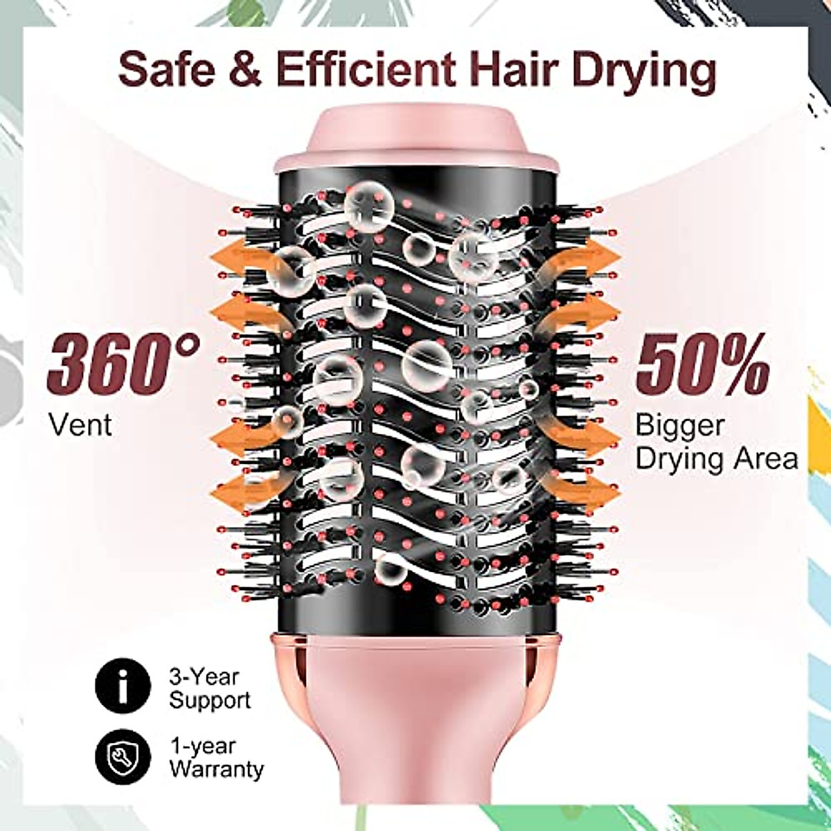 Cosermart Hair Dryer Brush 4 in 1 Blow Dryer Brush with Comb, Upgraded Hot Air Brush with Negative Ion Anti-frizz Blowout Brush Hair Dryer for Drying, Straightening, Curling, Salon, Hair Volumizer