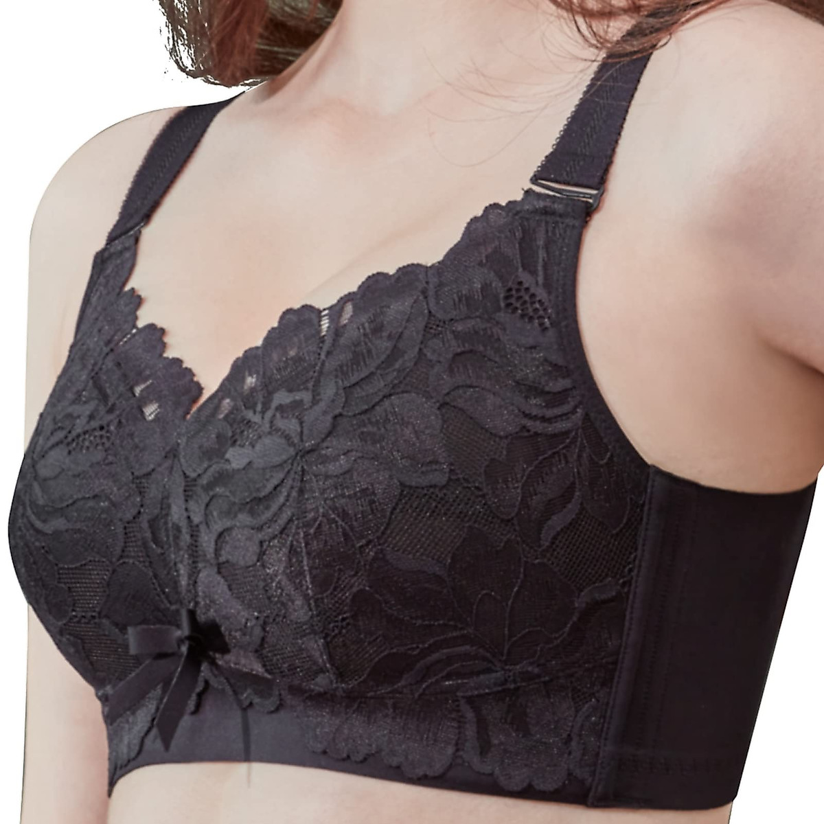 Wirefree Comfort Minimizer no Wire Wireless Full Coverage Plus Size Cute Comfy Minimizing Wide Strap Lifting Bra Push up Bras for Women dd Black 40C 40 C