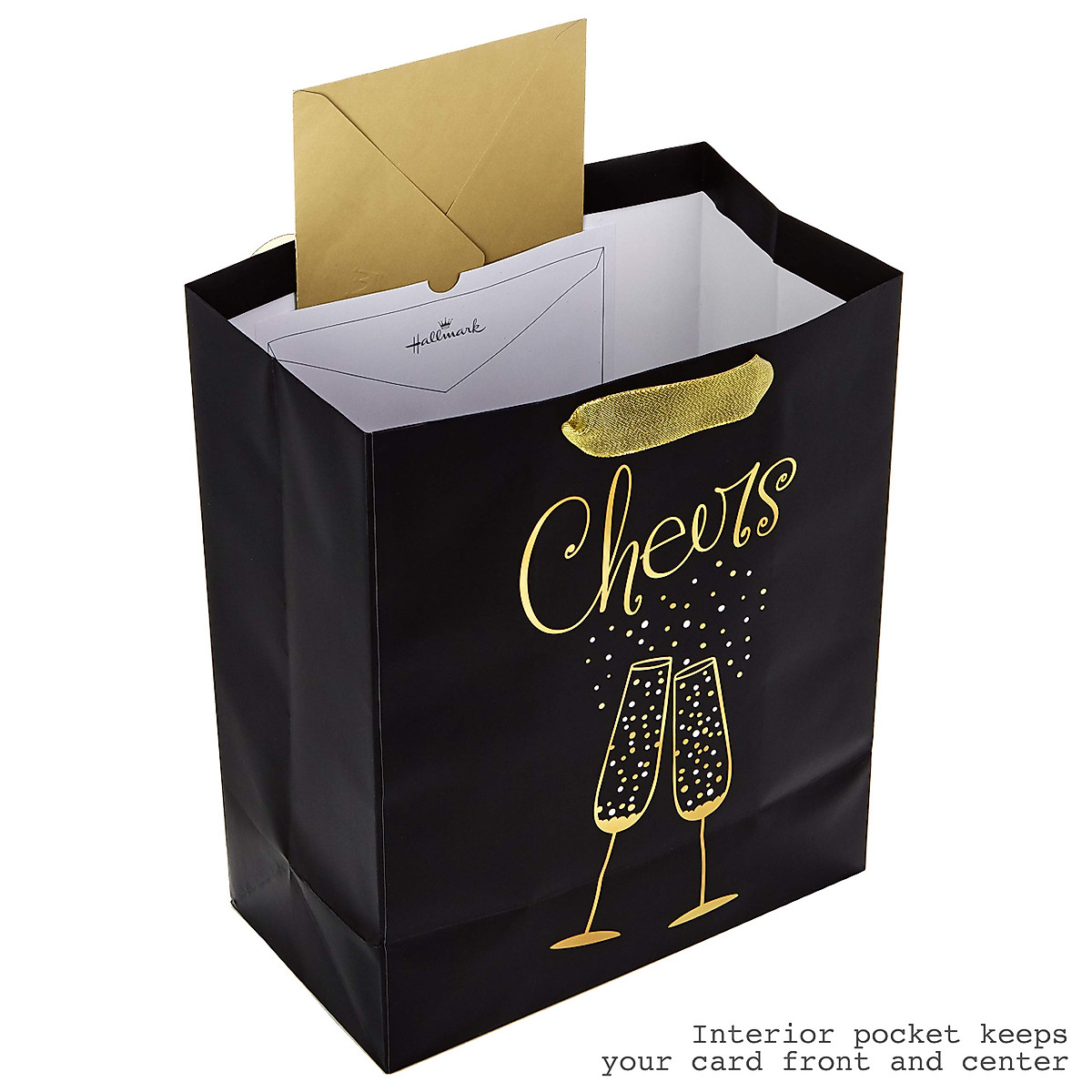Hallmark All Occasion Gift Bags Assortment with Tissue Paper - Black and Gold (Pack of 3, 2 Large 13" and 1 Medium 9" for Anniversaries, Weddings, Birthdays, Holidays and More)