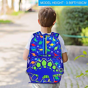 UFNDC 3PCS Dinosaur Backpack for Boys, 16”Kids Bookbag with Lunch Box, School Bag for Elementary Toddler