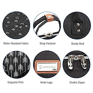 Lekebaby Diaper Bag Backpack, Large Capacity Diaper Backpack with Changing Pad for Mom and Baby, Arrow Print, Black