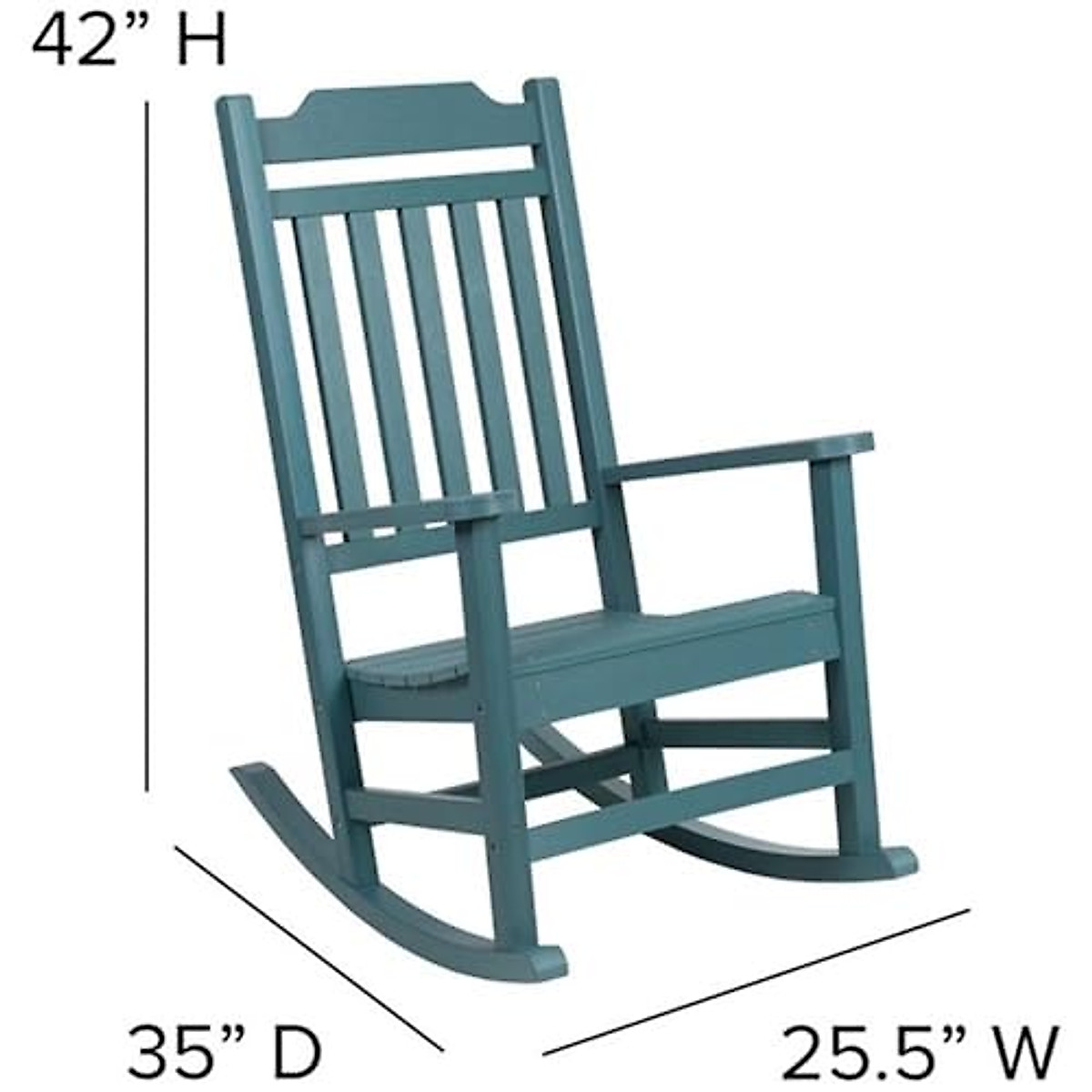 Flash Furniture Winston All-Weather Poly Resin Rocking Chair in Teal