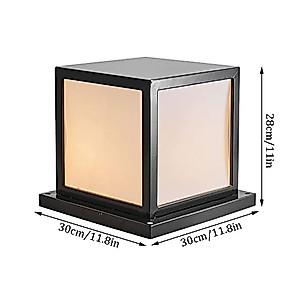 JSBDPHW New Chinese LED Column Light Wiring Pillar Lamp Simple Metal Square Post Light Outdoor Waterproof Pillar Pole Lamp Garden Villa Landscape Lawn Pedestal Light