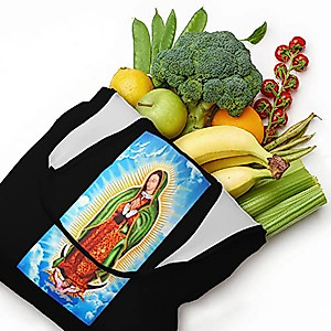 Guadalupe Virgin Canvas Shoulder Tote Bags Reusable Handbags Shopping Bag For Daily Women Or Men