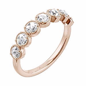 Rose Gold Moissanite by Charles & Colvard Round Rose Cut Milgrain Wedding Band-size 5 0.42cttw DEW