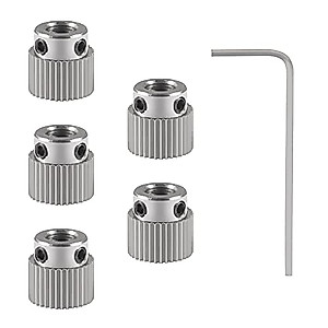 Aokin Stainless Steel Extruder Wheel Gear 36 Teeth Drive Gear 3D Printer Parts for Creality Ender 3, Ender 3 Pro, Ender 3 V2, Ender 5/5 Pro/5 Plus, CR-10/10S, CR-10 S4, CR-10 S5, 5 Pcs with a Wrench