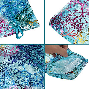 Zwish 50 Pack 8x12 Inches Organza Gift Bags Blue Coralline Style for Toys Candy Chocolate Party Christmas Wedding Favor Gift