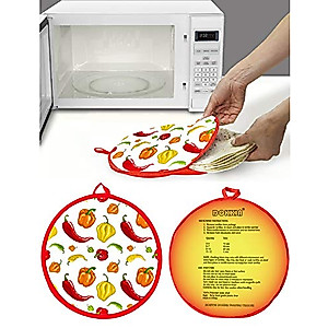 SOKKIA Tortilla Warmer Taco 12 Inch Insulated Cloth Pouch - Microwave Use Fabric Bag to Keep Food Warm and Fresh (Hot Red Chili Pepper Carnival White)