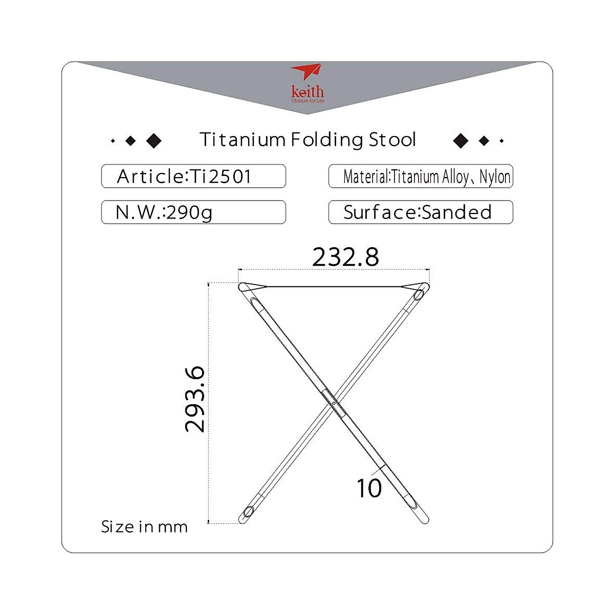 Keith Titanium Ti2501 Folding Stool