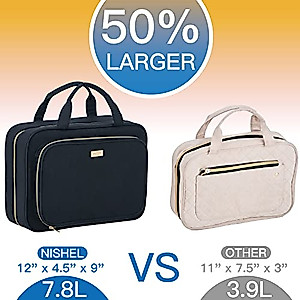 NISHEL Hanging Travel Toiletry Bag, Visible Makeup Organizer, Cosmetic Case for Journey Accessories, Bathroom Shower, Black