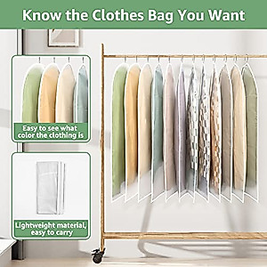 LAPPR Garment Bags for Hanging Clothes Closet Storage, 32" Set of 12 Clear Suit Bags Plastic Clothes Protectors for Shirt,T-shirt,Girl Dress Dance Costumes