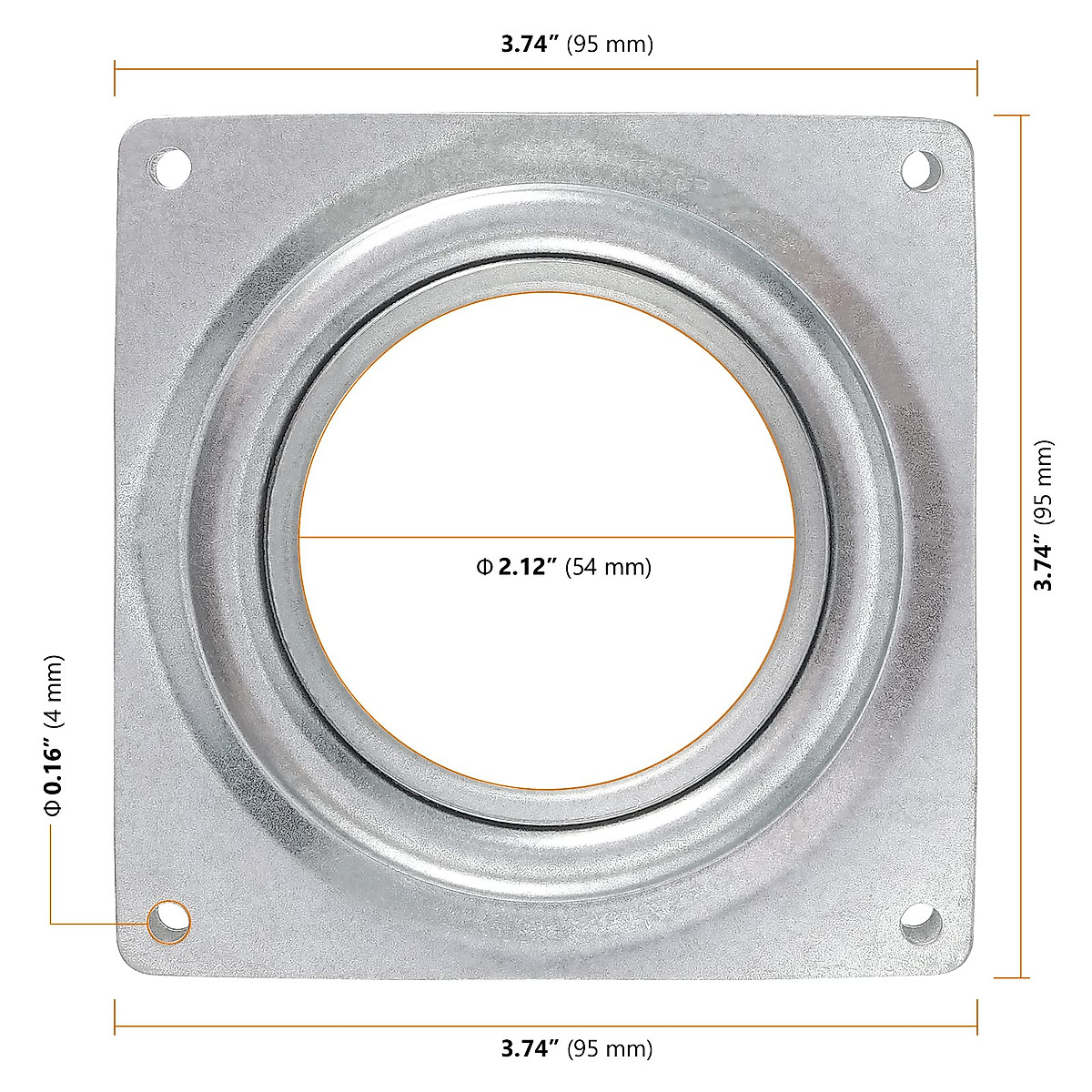 SEUNMUK 25 Pack 3.7 Inch Lazy Susan Turntable Bearing Lazy Susan Bearing Hardware Swivel Plates Bearing Plate for Kitchen Racks, Craft Table, Makeup Holder, 300lbs Capacity, Silver