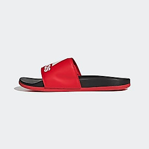 adidas Unisex Adilette Comfort Slide Sandal, Vivid Red/Black/White, 11 US Women