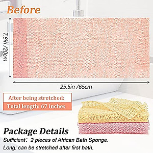 2 Pieces African Net Sponge Exfoliating Net African Body Scrubber Bath Rag Washcloth Towel Shower Body Back Scrubber Skin Smoother for Daily Use or Stocking Stuffer (Peach Pink, Creamy)