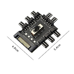 GELRHONR Chassis Fan Hub, SATA 1 to 8 Way12V 3 PIN Cooling Fan Splitter Controller Hub 3 Pin PWM for PC Desktop Computer Motherboard(12V 3-Pin)
