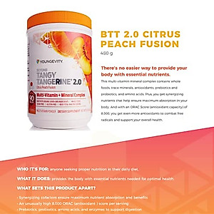 Youngevity Beyond Tangy Tangerine 2.0 Citrus Peach Fusion Multi-Vitamin & Mineral Complex - Made with Natural & Whole Foods | 8,000 ORAC