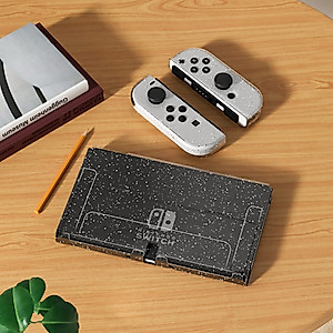 RHOTALL Glitter Case Compatible with Nintendo Switch OLED, Clear Sparkle Dockable Shell for Switch OLED and Joycon Controller, Comfort Grip Case with Shock-Absorption and Anti-Scratch Design