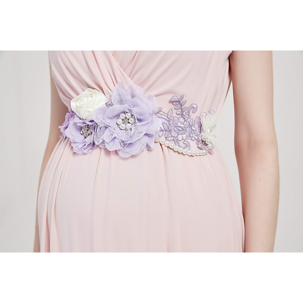 FANFAN Maternity Sash Belt Pregnant Wedding Sash Belt Bridal Sash Belts Y01 (lavender)