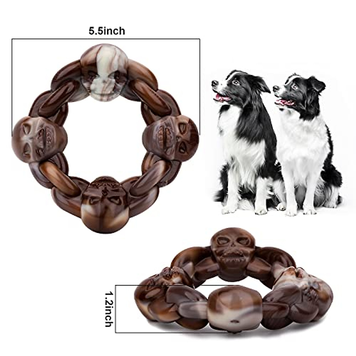 Anhozuo Dog Chew Toys for Aggressive Chewers Large Breed, Indestructible Dog Toys for Large Dogs, Tough Durable Dog Chew Toys for Medium and Large Dogs, Real Bacon Flavor Skull Elements Dog Toys