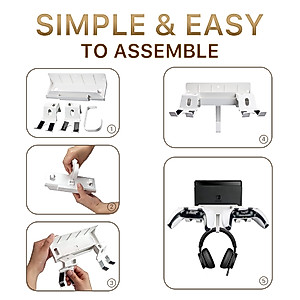 STORAGBT Wall Mount Stand Bundle for Nintendo Switch, Bracket Holder for Swith & Switch Oled, with Controller Wall Mount, Headphone Holder, Space Saving(White)