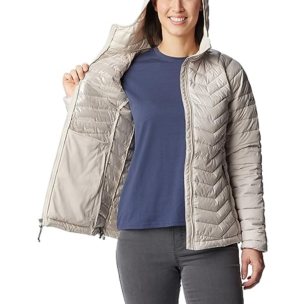 Columbia Women's Powder Lite Hooded Jacket, Dark Stone, Small