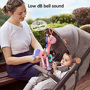 TUMAMA Baby Plush Hanging Rattle Toys, Crib Car Seat Travel Stroller Playmat Soft Plush Toy with Wind Chimes, Best Birthday Gift for Newborn 0-12 Months
