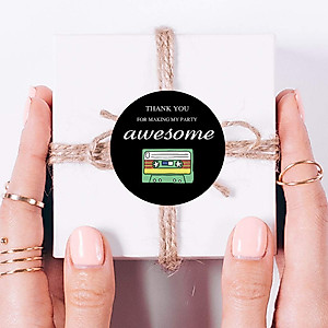 MAGJUCHE 80s Retro Thank You Stickers, Totally 1980s Party Sticker Labels for Favors, Boxes, Party Supply, 2 inch Round, 40-Pack