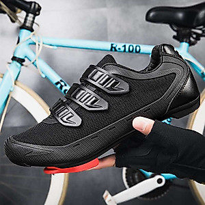 Ksloutdoor Peloton Unisex Cycling Shoes Women Bike Outdoor Sports Shoes Road Bike Cycling Shoes for Men SPD Indoor Peloton Bike Shoes Compatible SPD Cleats Riding Shoe Black Size 11.5/14.5