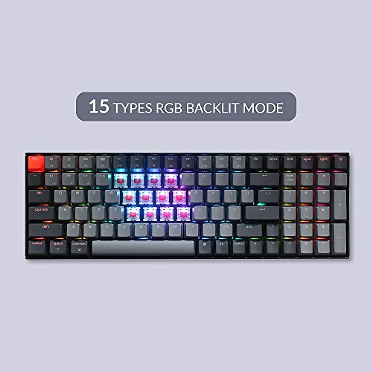 Keychron K4 96% Layout 100 Keys Wireless Bluetooth 5.1/Wired USB Mechanical Gaming Keyboard with Gateron G Pro Blue Switch RGB Backlight N-Key Rollover for Mac Windows PC-Version 2
