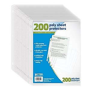 Better Office Products Sheet Protectors, 200 Piece