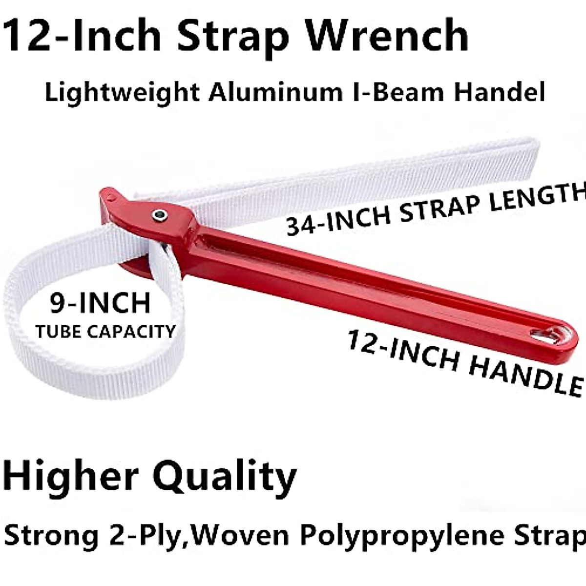 HOMEGOAL 12 Inch Multi-Purpose Strap Wrench Adjustable Pipe Wrench Anti-sliding Wrench, Double Layered Thickened Nylon Strap