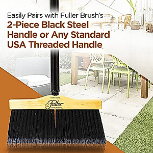 Fuller Brush Wooden House Broom - Heavy-Duty Wide Wood Sweeper Head with Long Bristles for Sweeping Indoor-Outdoor and 2-Pc Black Steel Handle - Available in 2 Sizes Perfect for Household & Yard Use