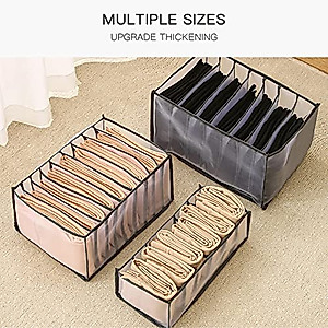 Wardrobe Clothes Organizer, Drawer Organizers for Clothing, 7/9/11 Grids Mesh Clothes Storage Organizer, Washable and Foldable Portable Closet Drawer Organizer(2 Pcs Jeans)