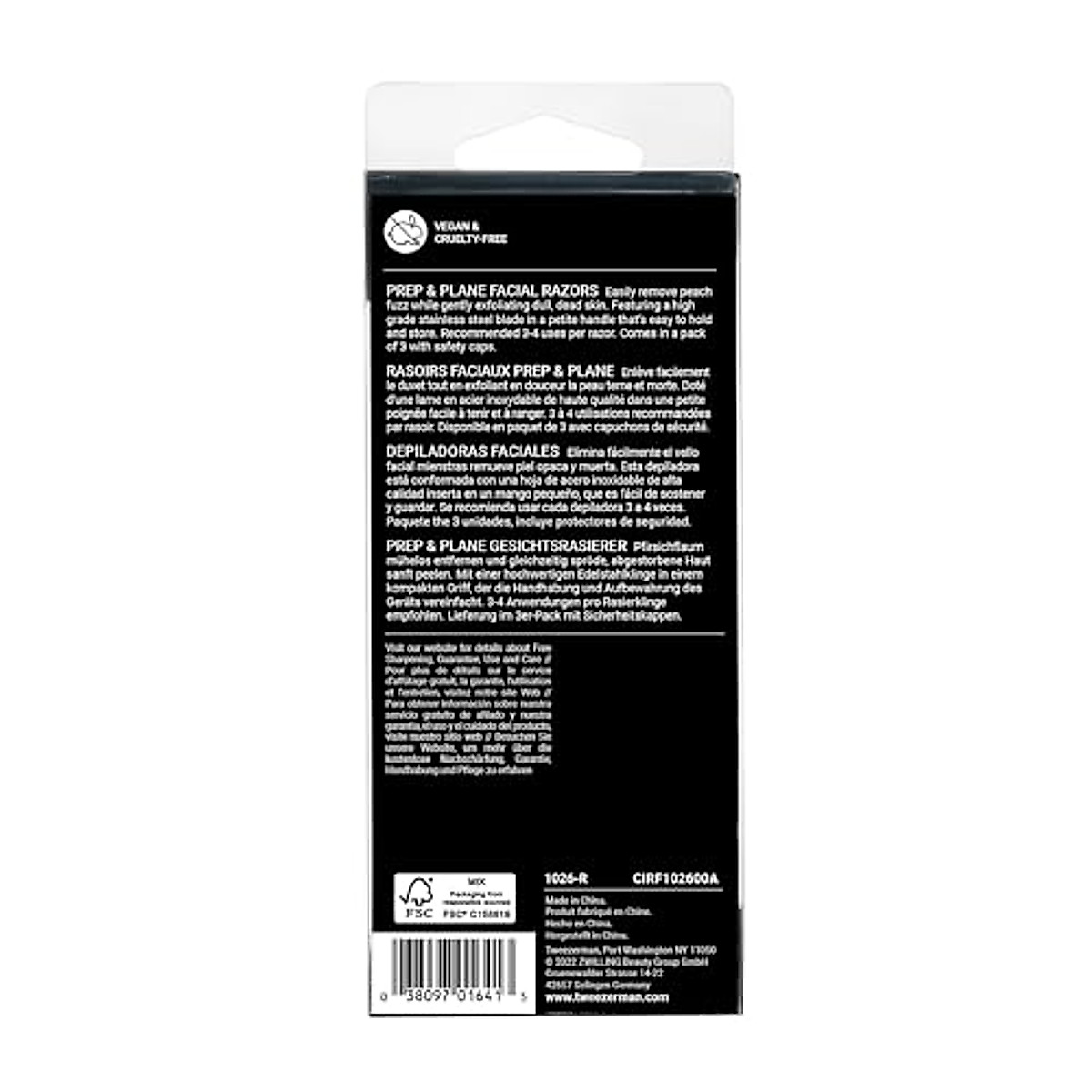 Tweezerman Prep and Plane Facial Razors for Hair Removal and Exfoliation, 3 Count