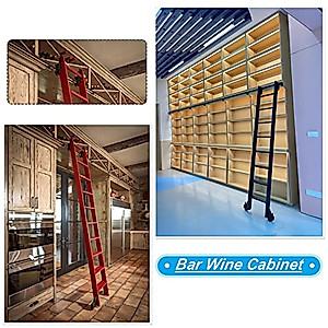 Library Sliding Ladder Rail Hardware Kit | Sliding Barn Door Hardware Kit Rolling Ladder Rail Sliding Rail Track Roller Closet Accessory for Loft/Home/Indoor (Size : 6.6ft/200cm Track Kit)