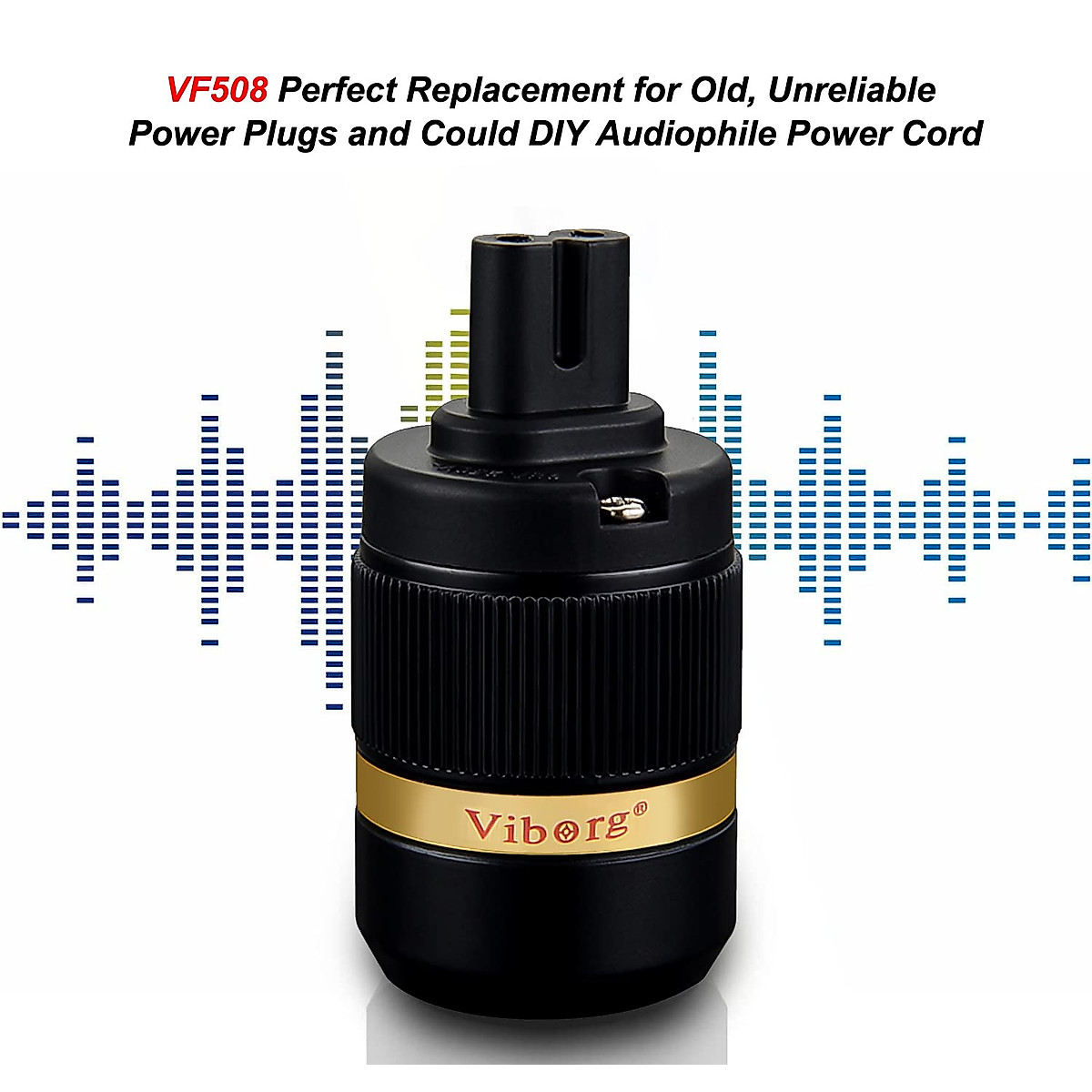 Viborg VF508G C7 Power Connector Gold Plated Pure Copper Figure 8 IEC Connector Female AC Power Plug 7A/125V 2.5A/250V Power Cord Audio Cable Mains Connector