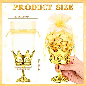 Sieral 60 Pcs Fillable Crown Goblet with Pouch Bulk Party Favor Candy Chocolate Cake Dessert Storage Boxes Birthday Supplies Table Centerpiece Decorations for Princess Baby Shower (Gold)