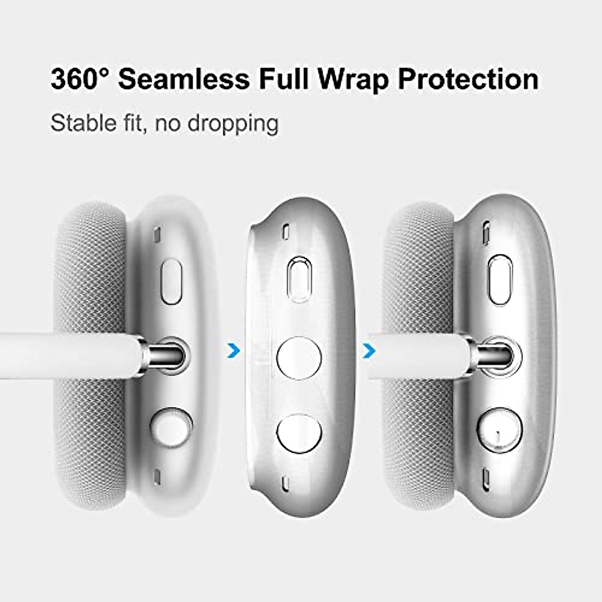 Case Cover for AirPods Max Headphones, MOLOPPO Clear Soft TPU Skin Anti-Scratch, Transparent Accessories Ultra Protective Cover for Apple AirPods Max,Clear