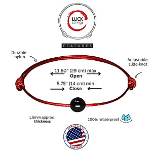 Luck Strings Black Tourmaline Red String Bracelet - Protective Evil Eye Kabbalah Amulet for Men & Women, Unisex Adjustable Cord, Spiritual Jewelry Gift