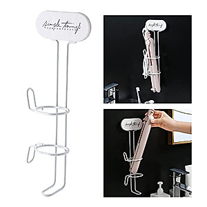 yotijay Farmhouse Metal Wire Bathroom Wall Mount Curling Iron Holder Hair Styling Tool Organizer Storage Basket Iron, Curling, White