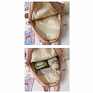 Hipi-shop Backpack for Women Kawaii Long-eared rabbit Backpack Fashion Preppy Style shoulder bag handbag crossbody bag (Pink)