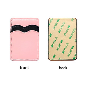 Phone Card Holder for Back of Phone, Leather Phone Wallet Stick On for iPhone and Samsung Smartphones, Credit Card Holder Phone Case Compatible with iPhone, Android Cell Phone (2Pack Black)