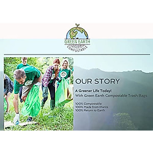 Green Earth Compostable Medium Kitchen Food Scrap Waste Bags, Compost Bin Compatible, 8 Gallon, 30 Liter, 25-Count, 0.85 Mil Thickness, ASTM D6400, US BPI and Europe OK Compost Home Certified, USA