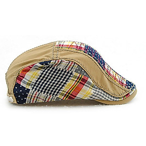 M MOACC Men Beret Hat Cotton Adjustable Newsboy Hats Cabbie Gatsby Cap,Beige #8597